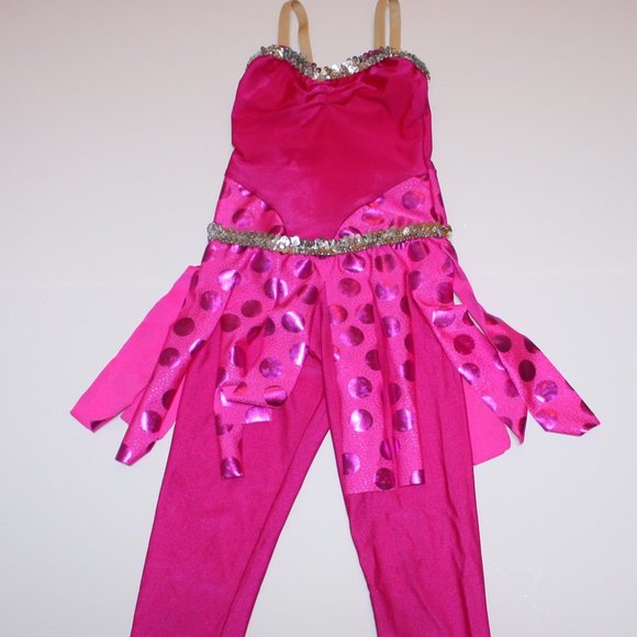 Costumes | Girls Pink Unitard Dance Custom Costume Jazz Tap Musical ...